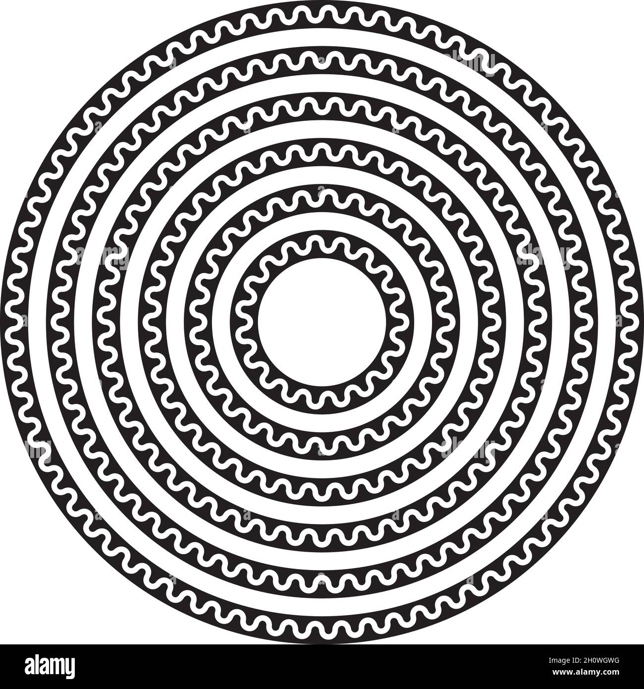 Round circular wave border frame in a range of sizes Stock Vector Image ...