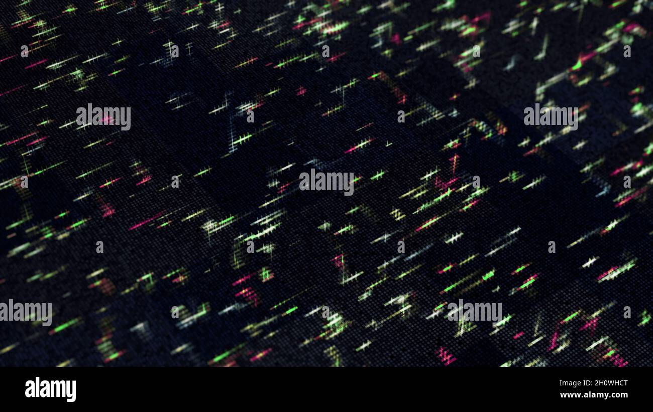 Abstract animation of digital abstract processes on the dark background ...