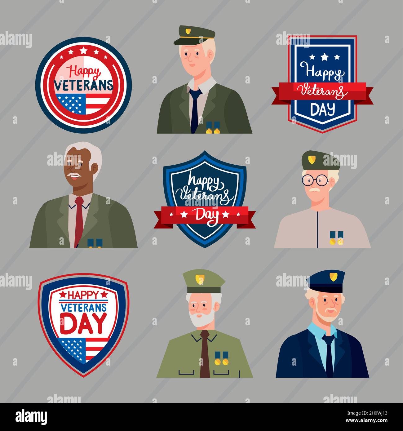 four veterans and emblems Stock Vector Image & Art - Alamy