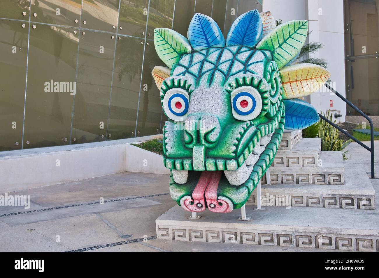 Sculpture art of Kukulcan, a Maya god, Cancun, Mexico, 2021 Stock Photo ...