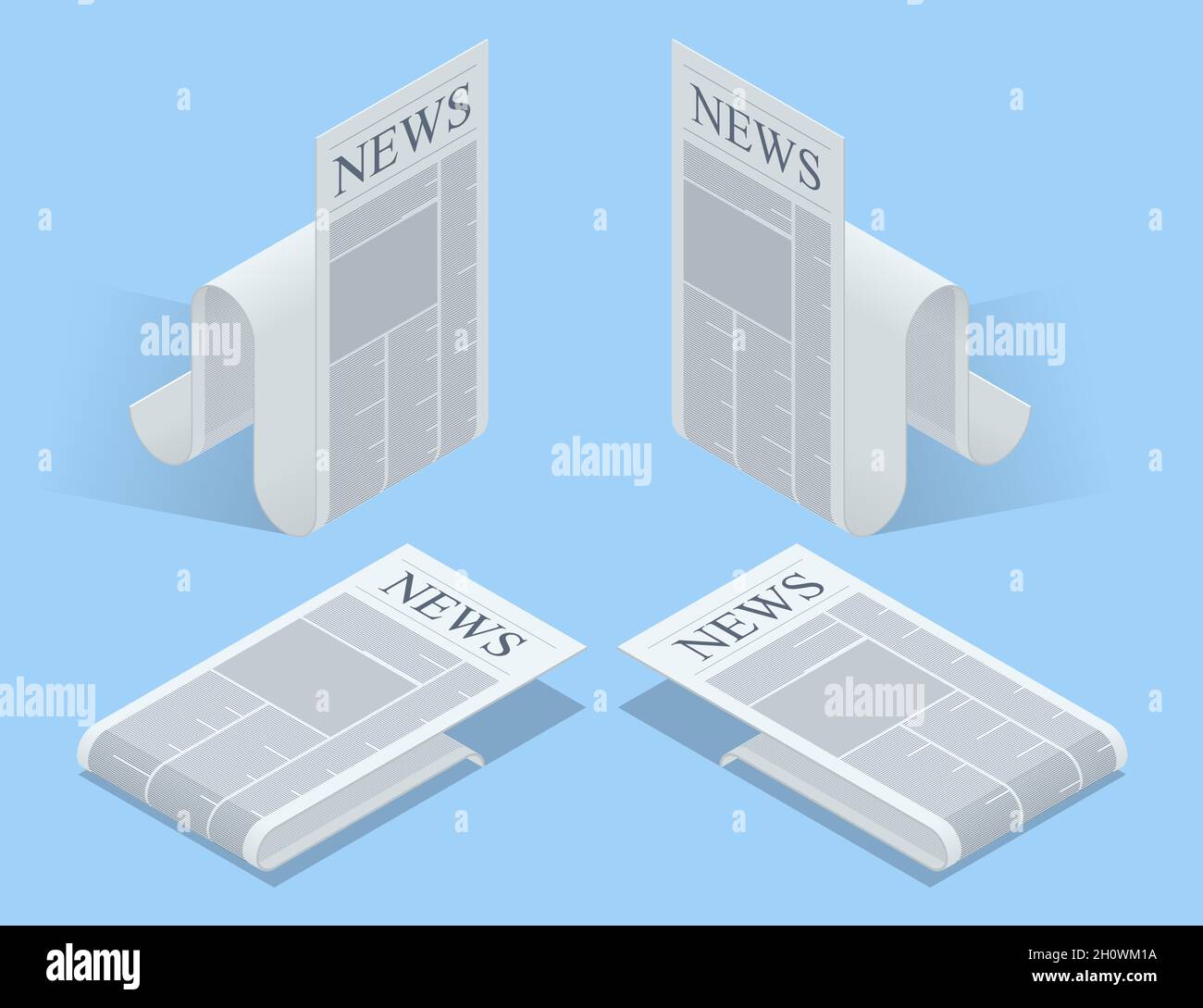 Isometric business news concept. Business news website on digital ...