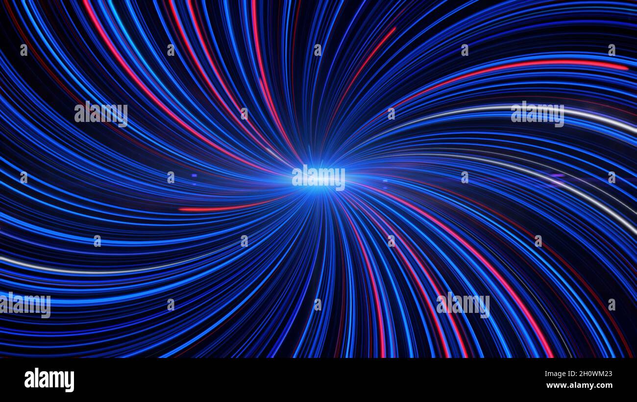 Shining curved rays from light point. Animation. Beautiful spiral of ...