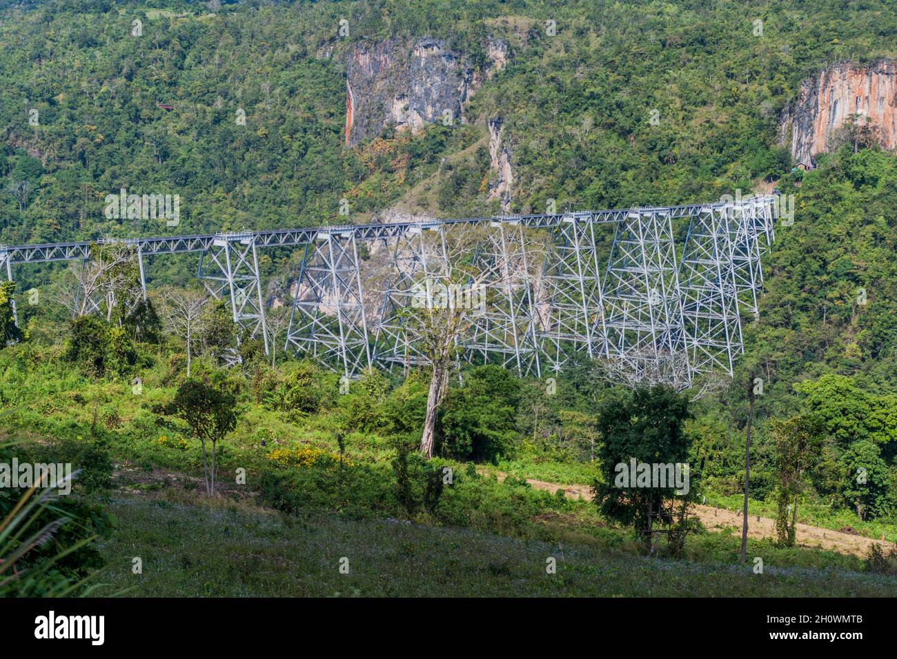 Gokteik viaduct on the railway line Mandalay - Hsipaw, Myanmar Stock ...