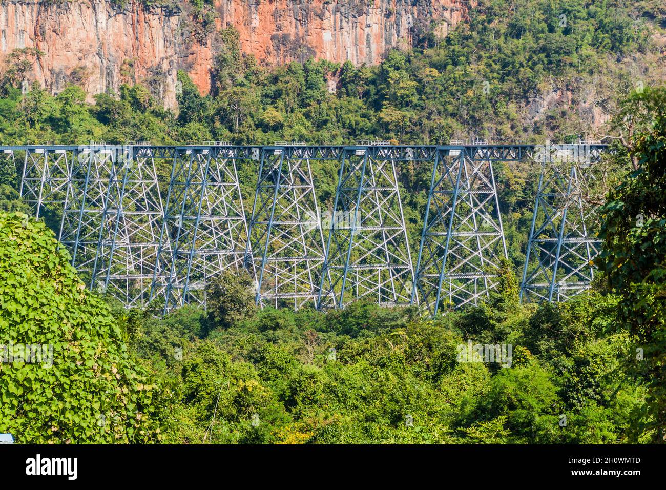 Gokteik viaduct on the railway line Mandalay - Hsipaw, Myanmar Stock ...