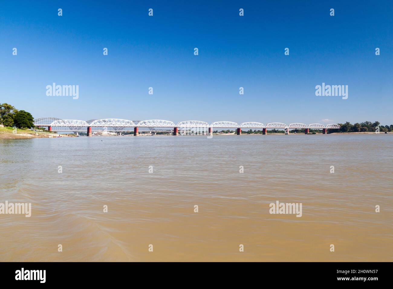 Ava Inwa bridge crossing Irrawady Ayeyarwady river in Sagaing near ...