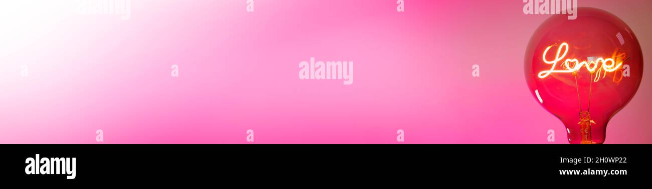 Valentine's Day banner.Love and relationship symbol.Light bulb with ...