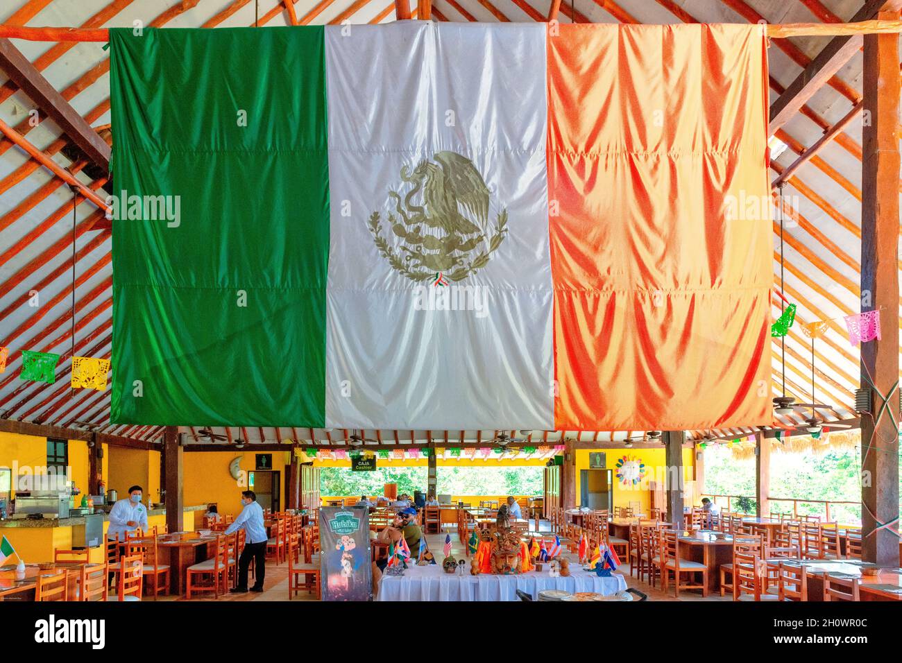 Mexican flag in buffet restaurant, Mexico, 2021 Stock Photo - Alamy