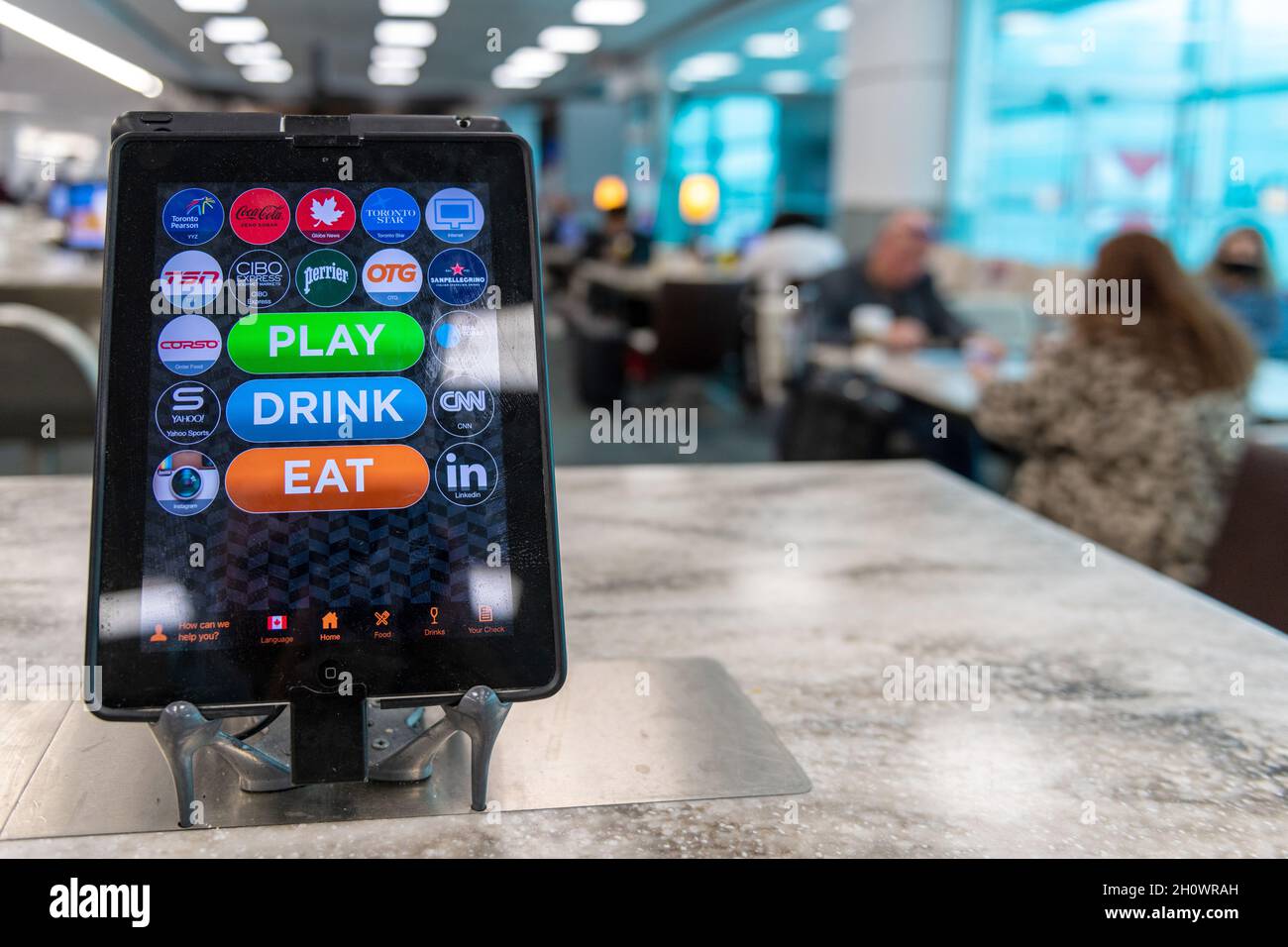 Restaurant tablet with menu, ordering and paying apps, and other apps ...