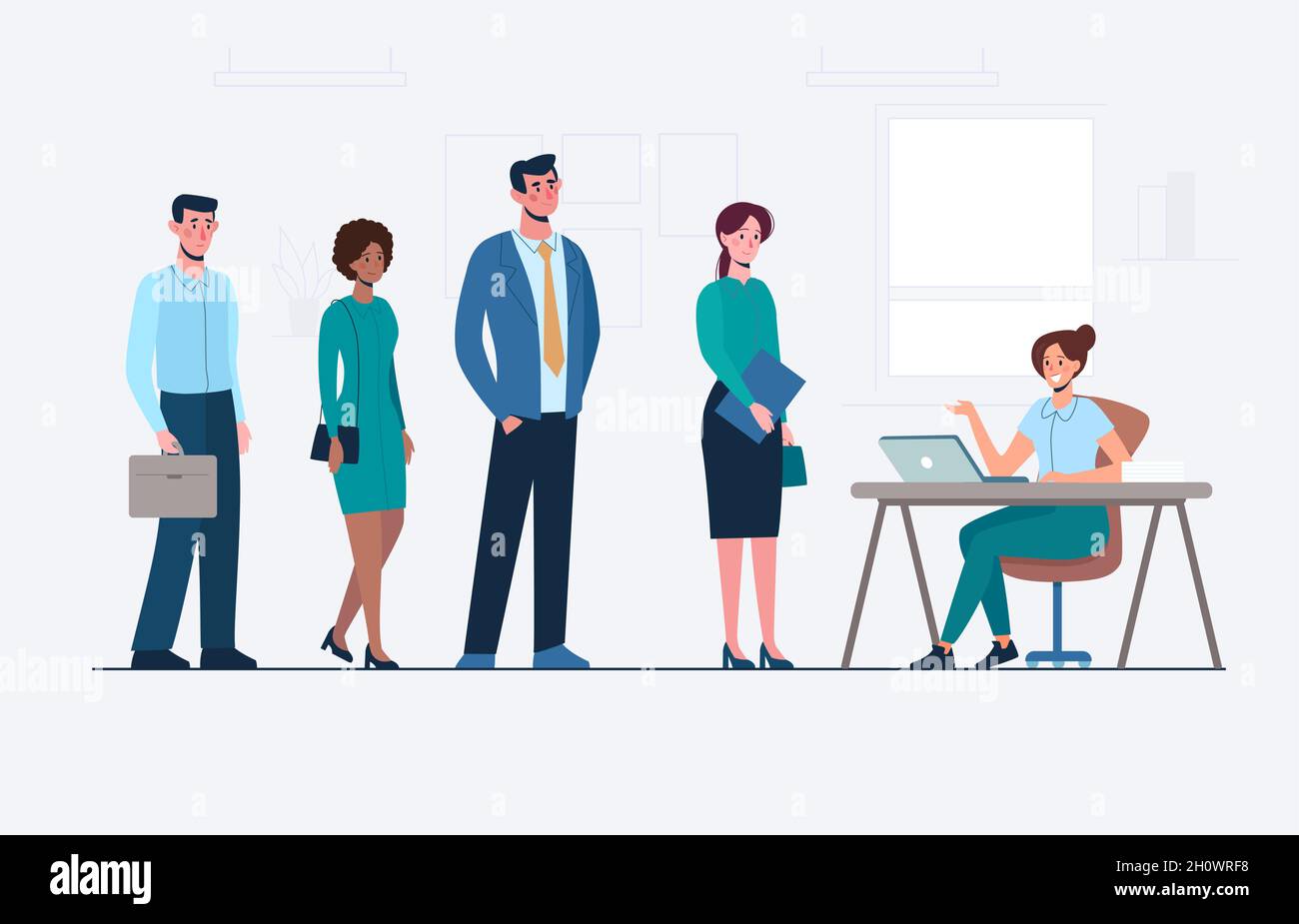 HR Department. Competition of people for work, queue for an interview ...