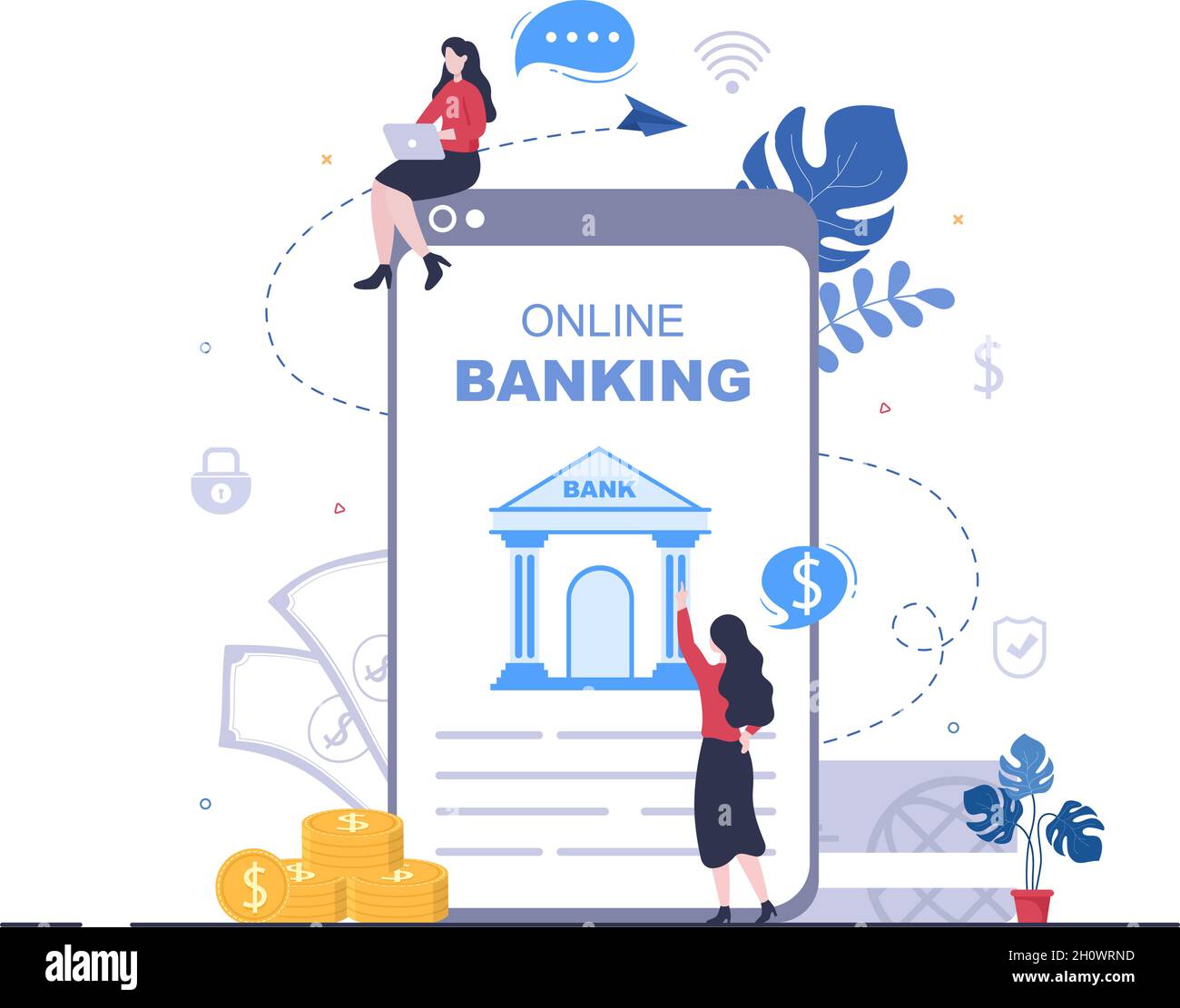 Online E-Banking App, Wallet or Bank Credit Card Vector Illustration ...