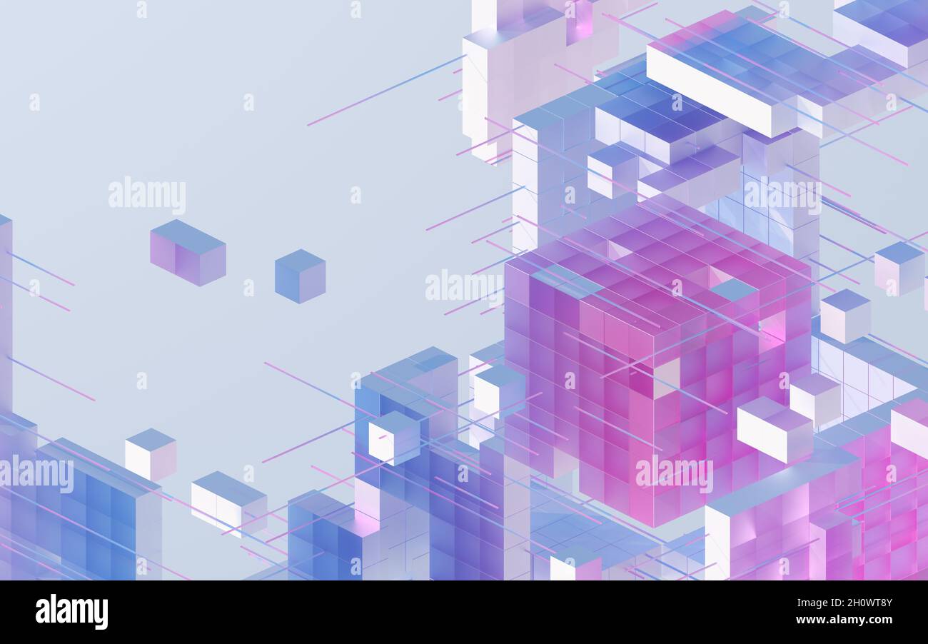 Translucent gradients cubes and materials, 3d rendering. Computer ...