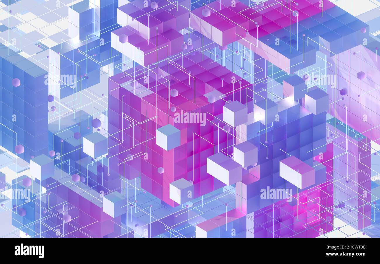 Translucent gradients cubes and materials, 3d rendering. Computer ...