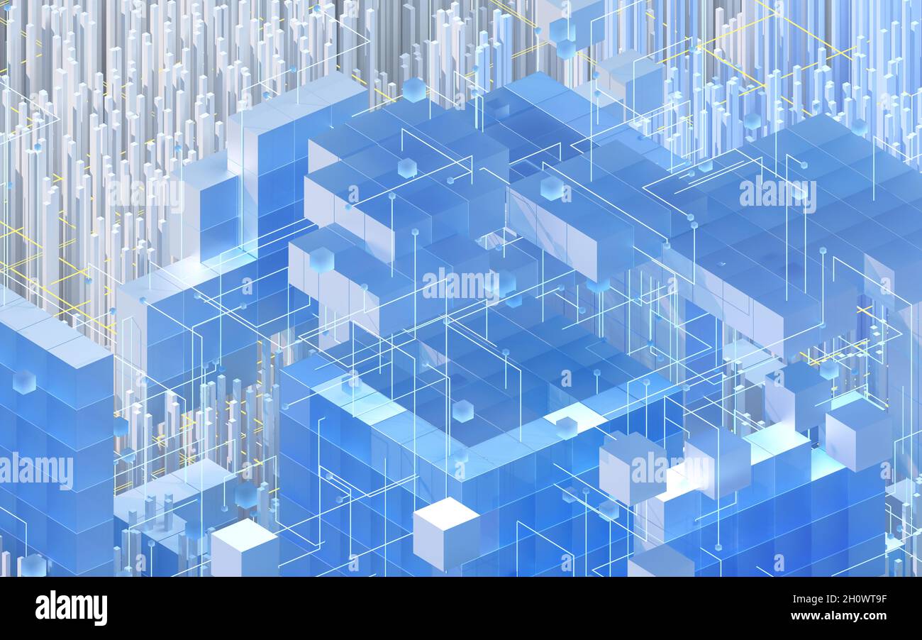 Translucent gradients cubes and materials, 3d rendering. Computer ...