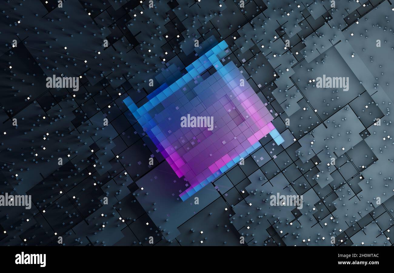 Translucent gradients cubes and materials, 3d rendering. Computer ...