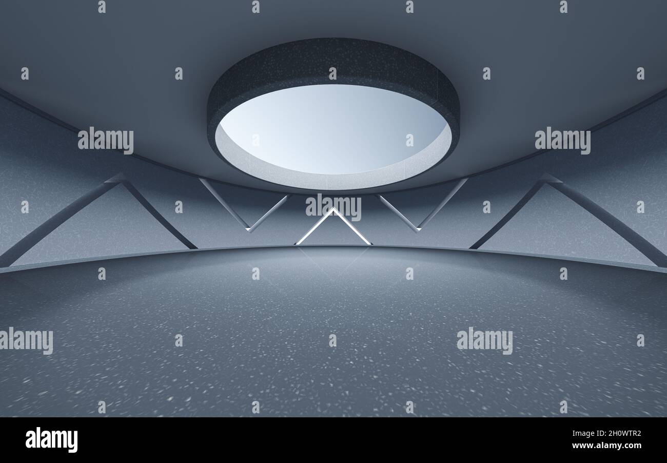 Empty round room, sense of space, 3d rendering. Computer digital ...