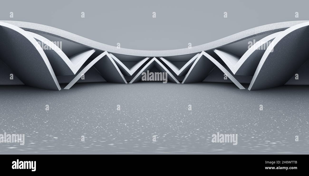 Empty round room, sense of space, 3d rendering. Computer digital ...