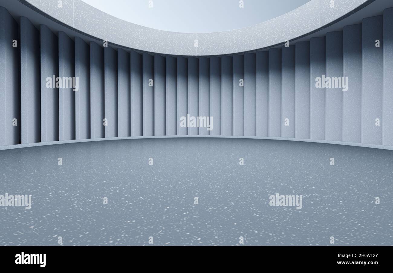 Empty round room, sense of space, 3d rendering. Computer digital ...