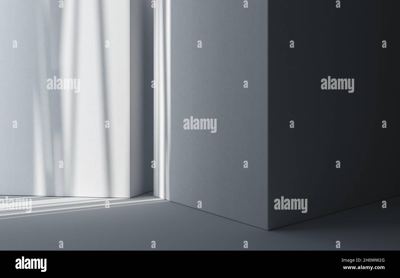 Light and shadow in an empty room, 3d rendering. Computer digital ...