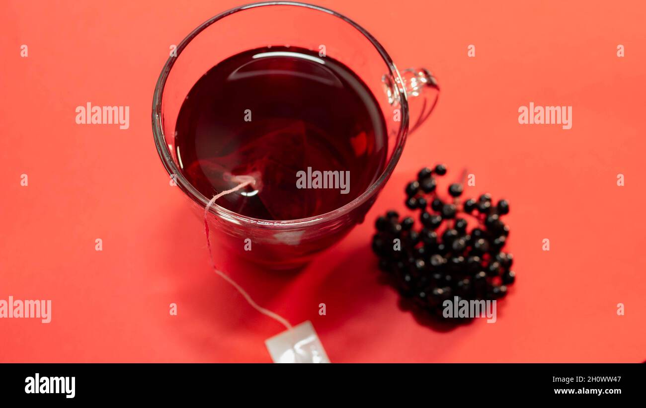 Natural black berry tea close-up, red berry tea, homeopathy Stock Photo ...