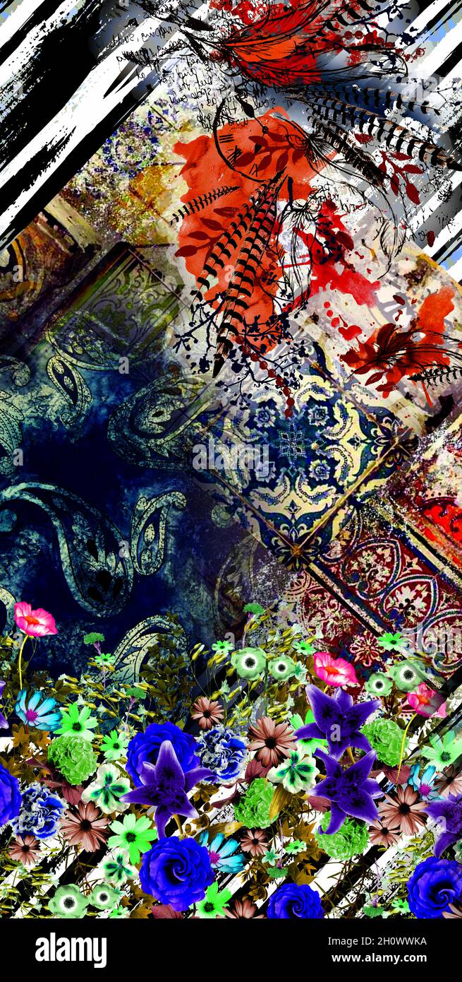 textile fashion prints, modern designs Stock Photo - Alamy