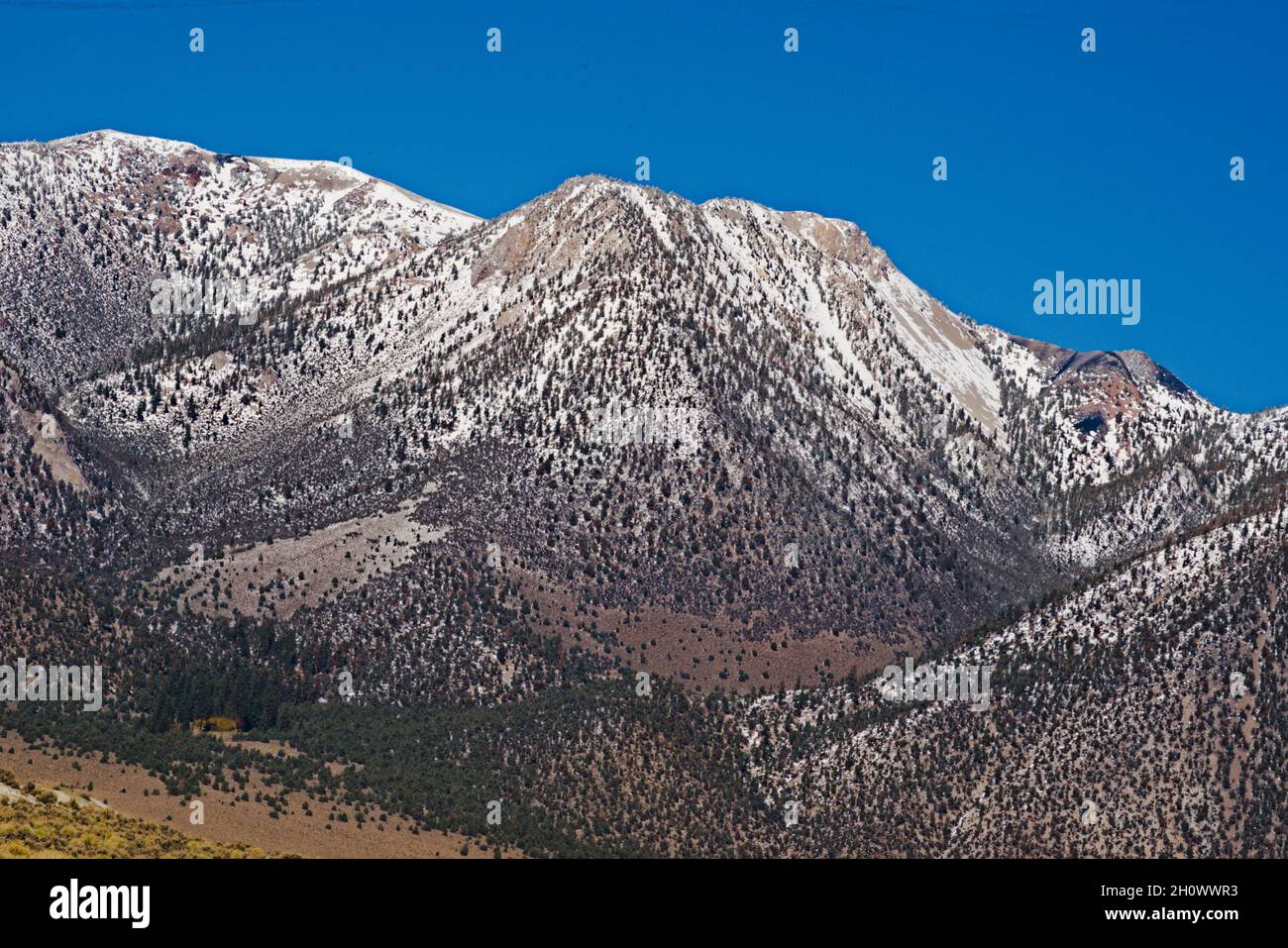 Ridge lines of Eastern Sierras, covered in show. Lines & patterns ...