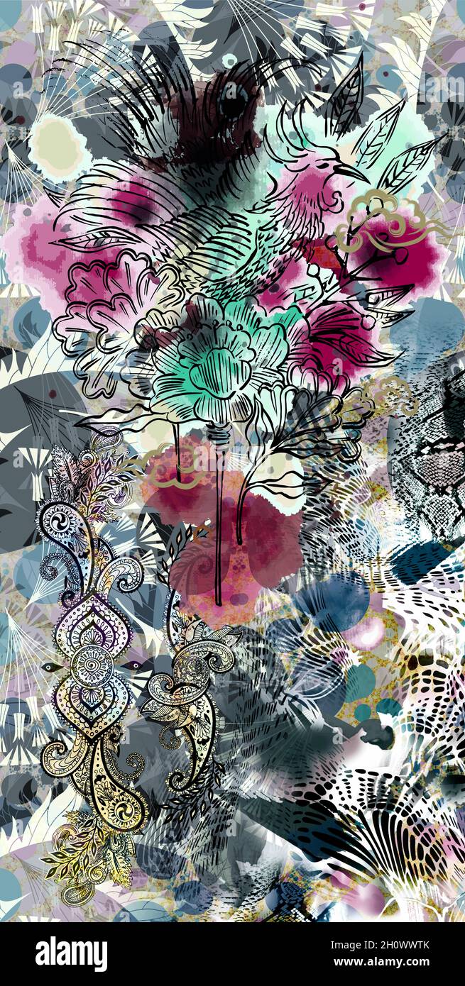 textile fashion prints, modern designs Stock Photo - Alamy