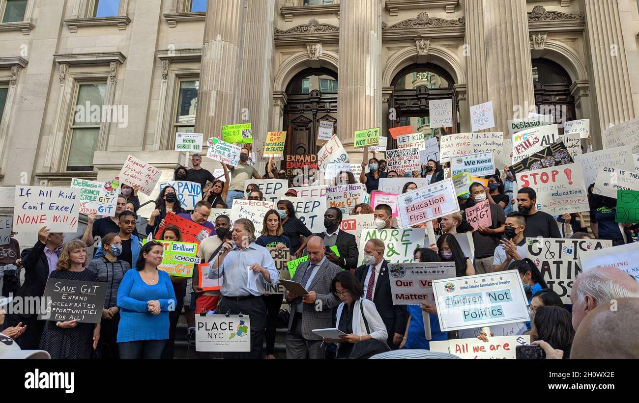 New York, United States. 14th Oct, 2021. Concerned parents and school ...