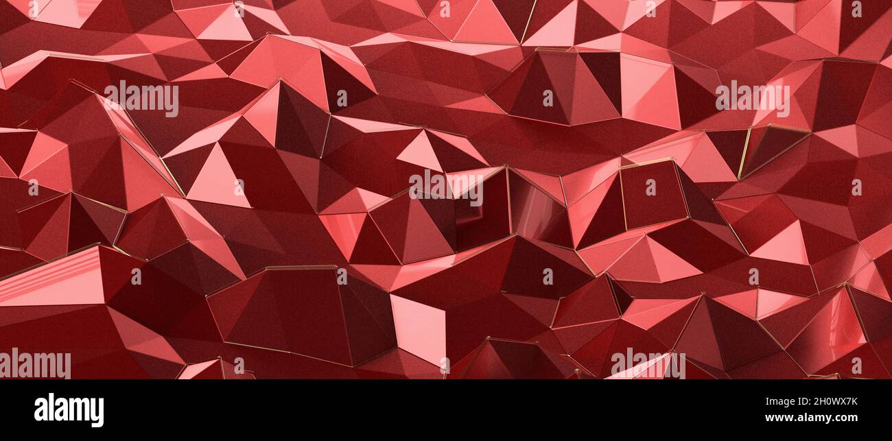 3D render of red abstract geometric polygonal shapes background Stock ...
