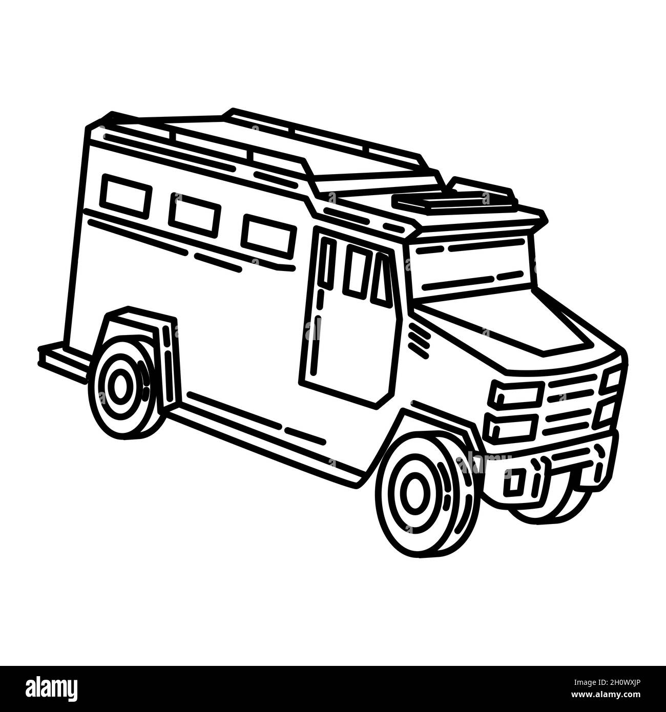 Police Riot Car Part of Police Equipment and Accessories Hand Drawn ...