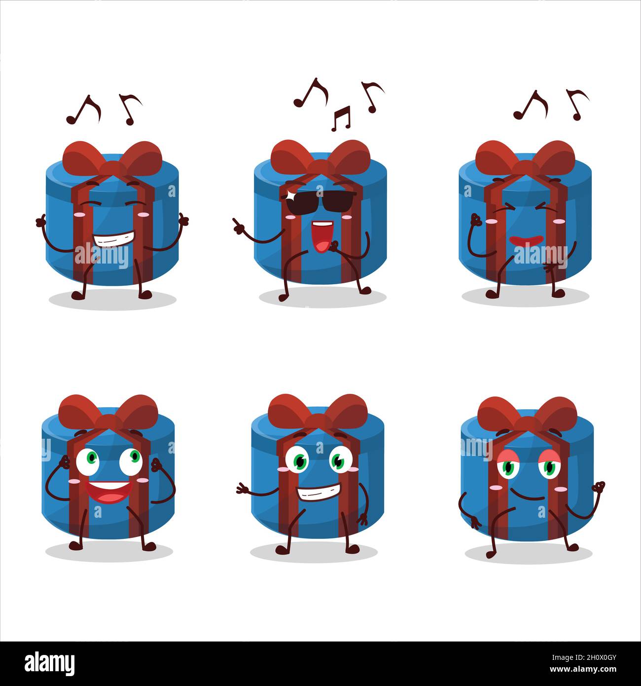 An image of blue round gift dancer cartoon character enjoying the music ...