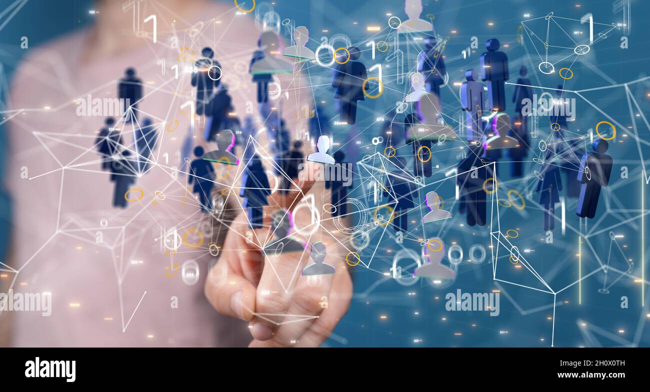 Person presenting the virtual projection of digital conference ...