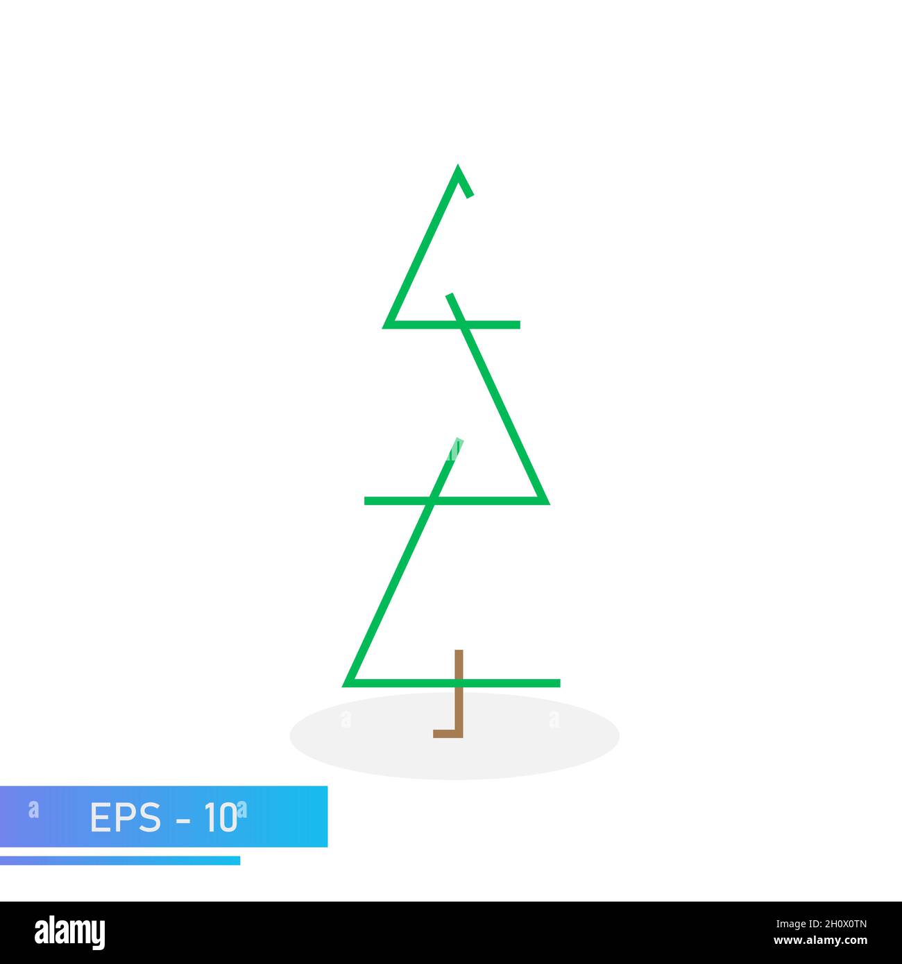 Christmas tree in green color. Modern illustration. Flat vector ...