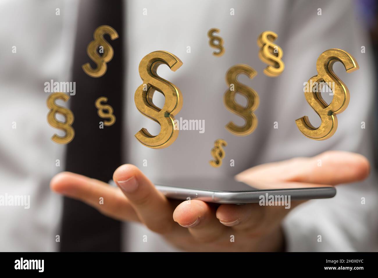 Person presenting the 3D render of paragraph section signs - law and ...
