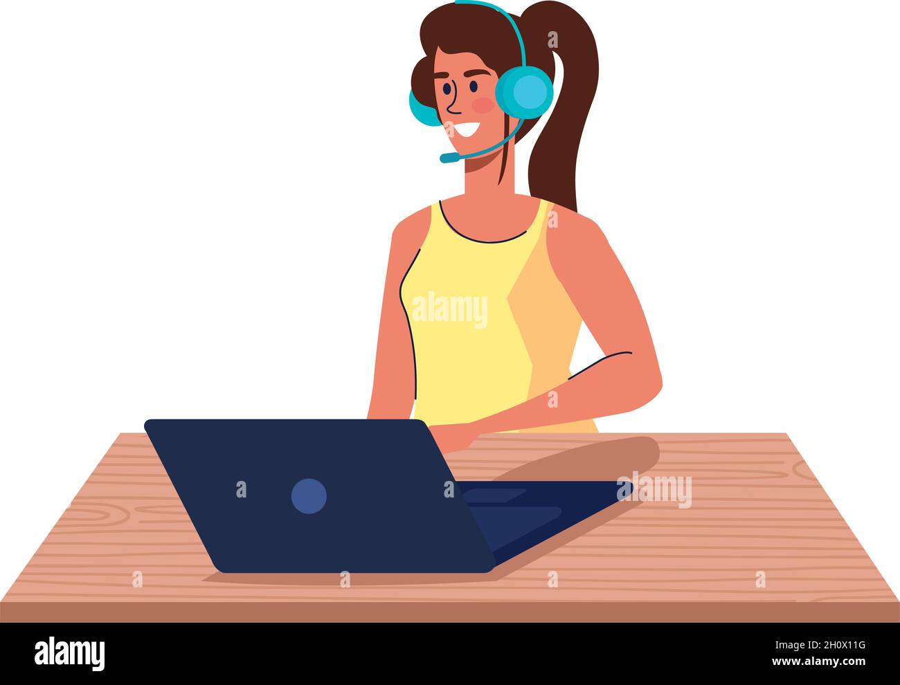 female telemarketer with laptop Stock Vector Image & Art - Alamy