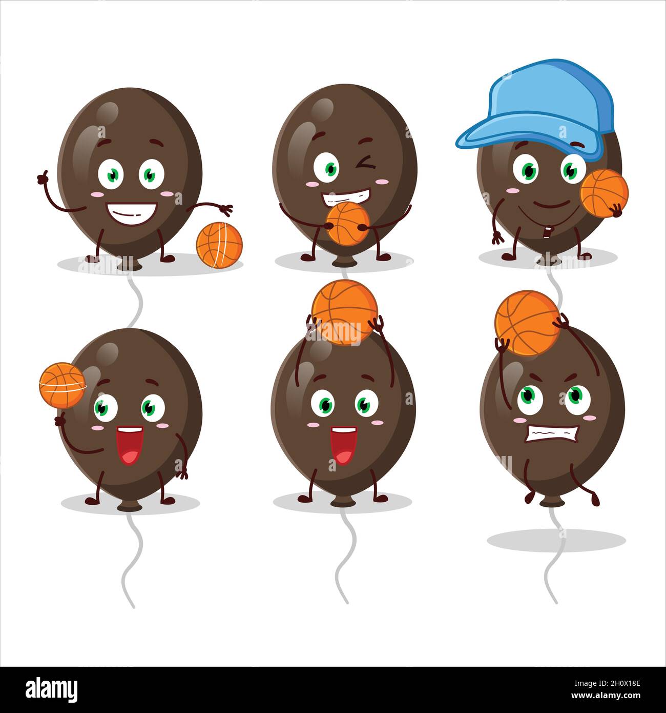 Talented brown balloons cartoon character as a basketball athlete ...