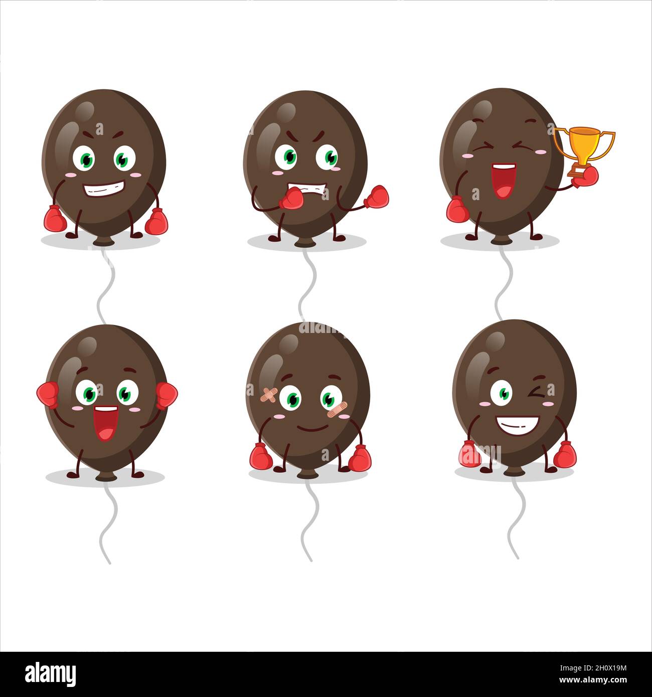 A sporty brown balloons boxing athlete cartoon mascot design. Vector ...