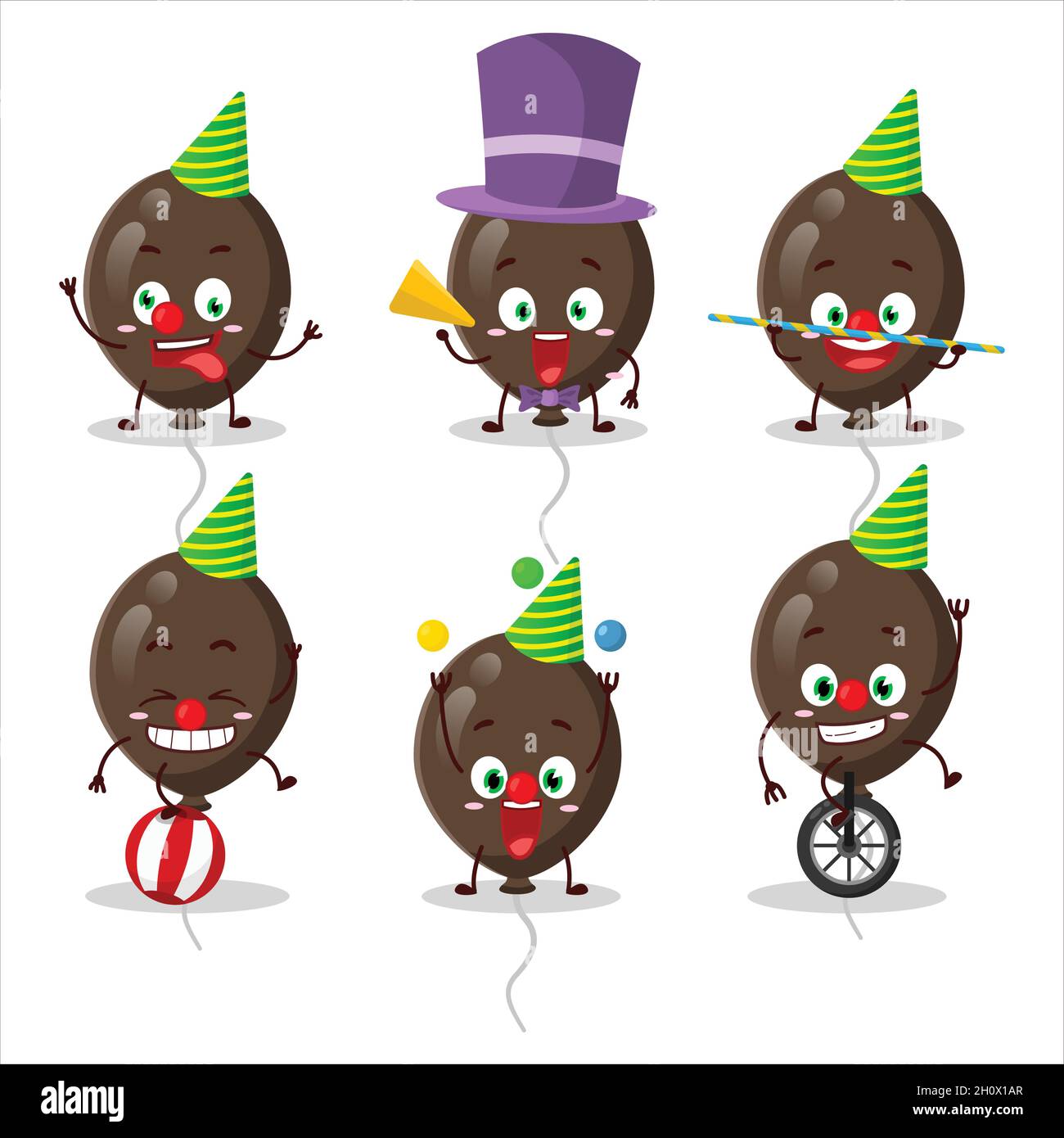Cartoon character of brown balloons with various circus shows. Vector ...