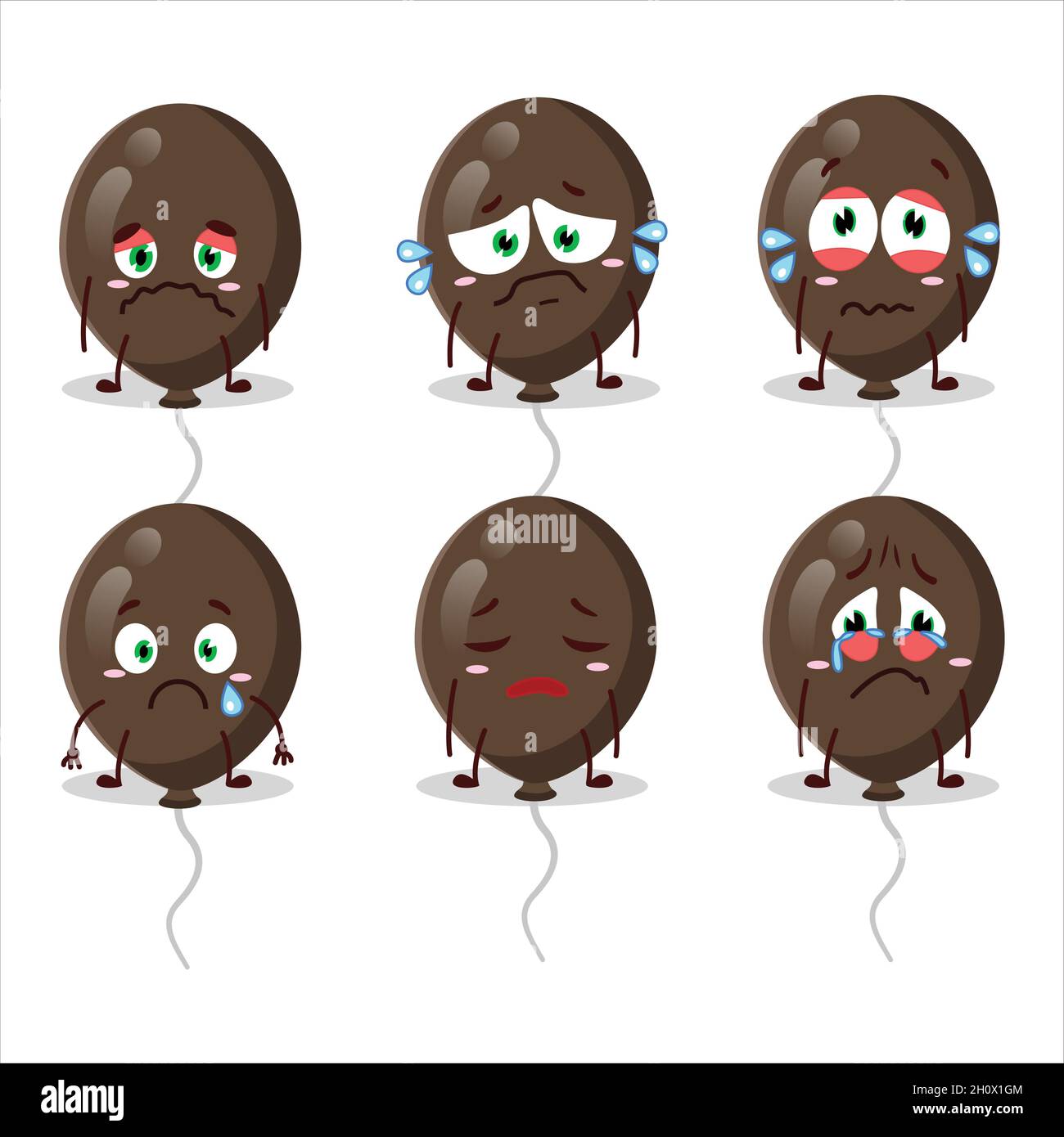 Brown balloons cartoon character with sad expression. Vector ...
