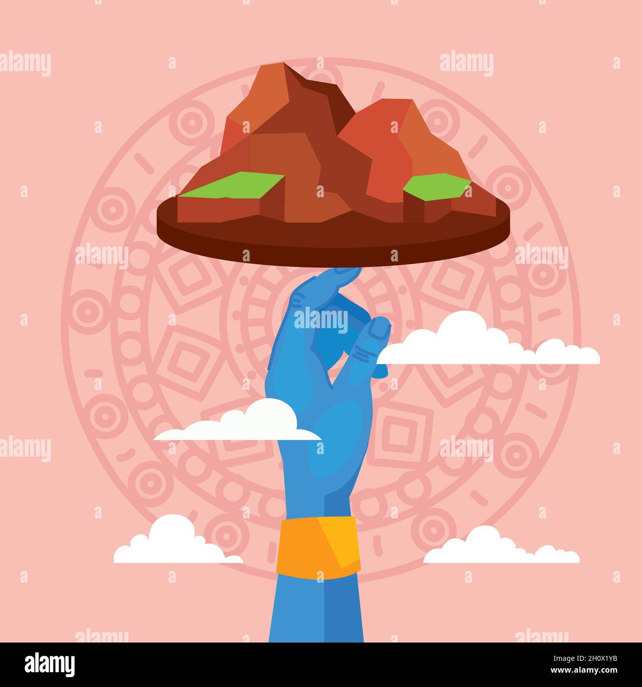 lord krishna hand lifting mountain Stock Vector Image & Art - Alamy
