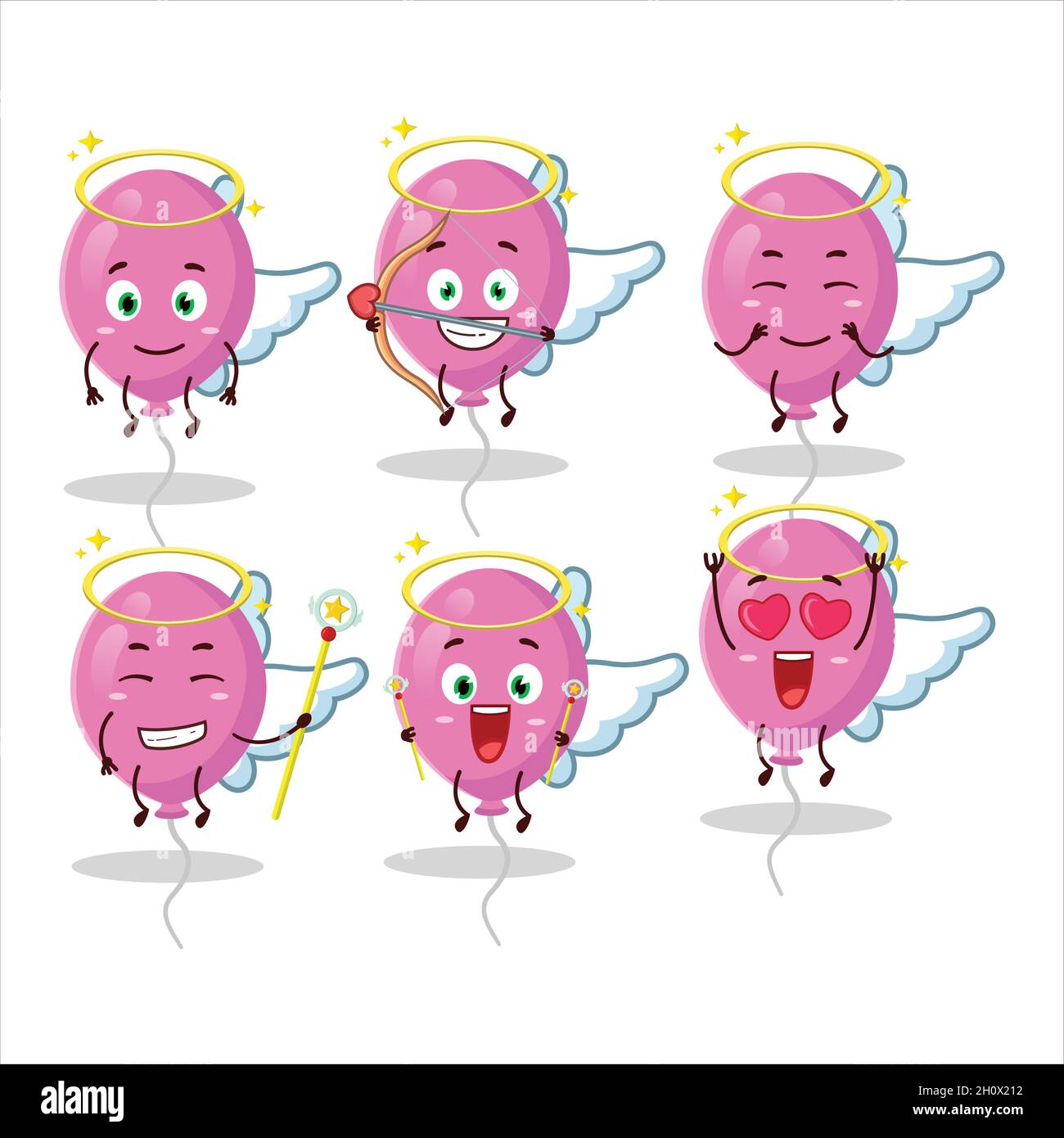 Pink balloons cartoon designs as a cute angel character. Vector ...