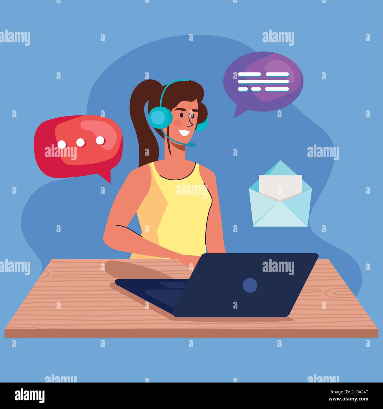 female callcenter worker and icons Stock Vector Image & Art - Alamy
