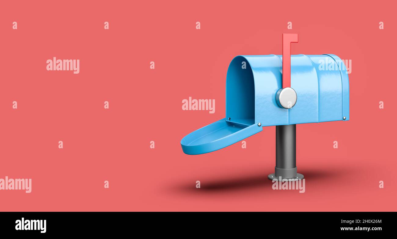 Empty Mailbox on Red Background with Copy Space Stock Photo - Alamy