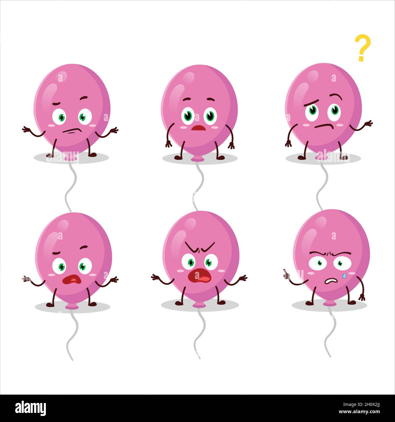 Cartoon character of pink balloons with what expression. Vector ...