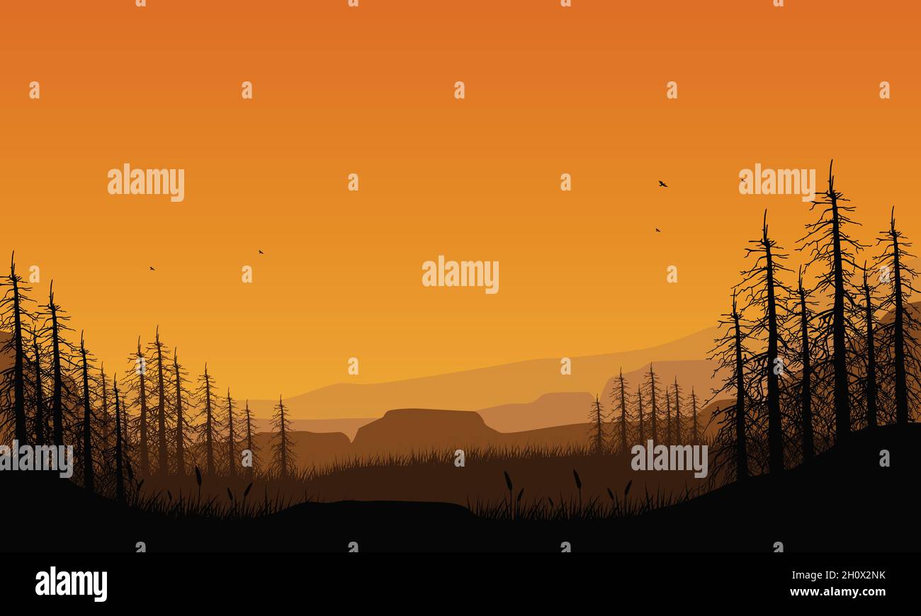 Amazing natural scenery from the out of the city at dusk in the ...