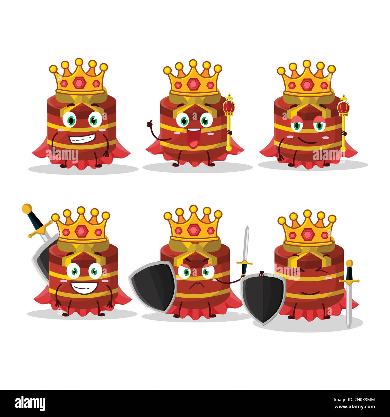 A Charismatic King red round gift cartoon character wearing a gold ...
