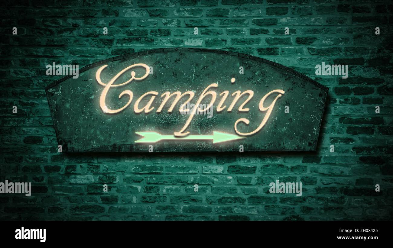 Street Sign the Direction Way to Camping Stock Photo - Alamy