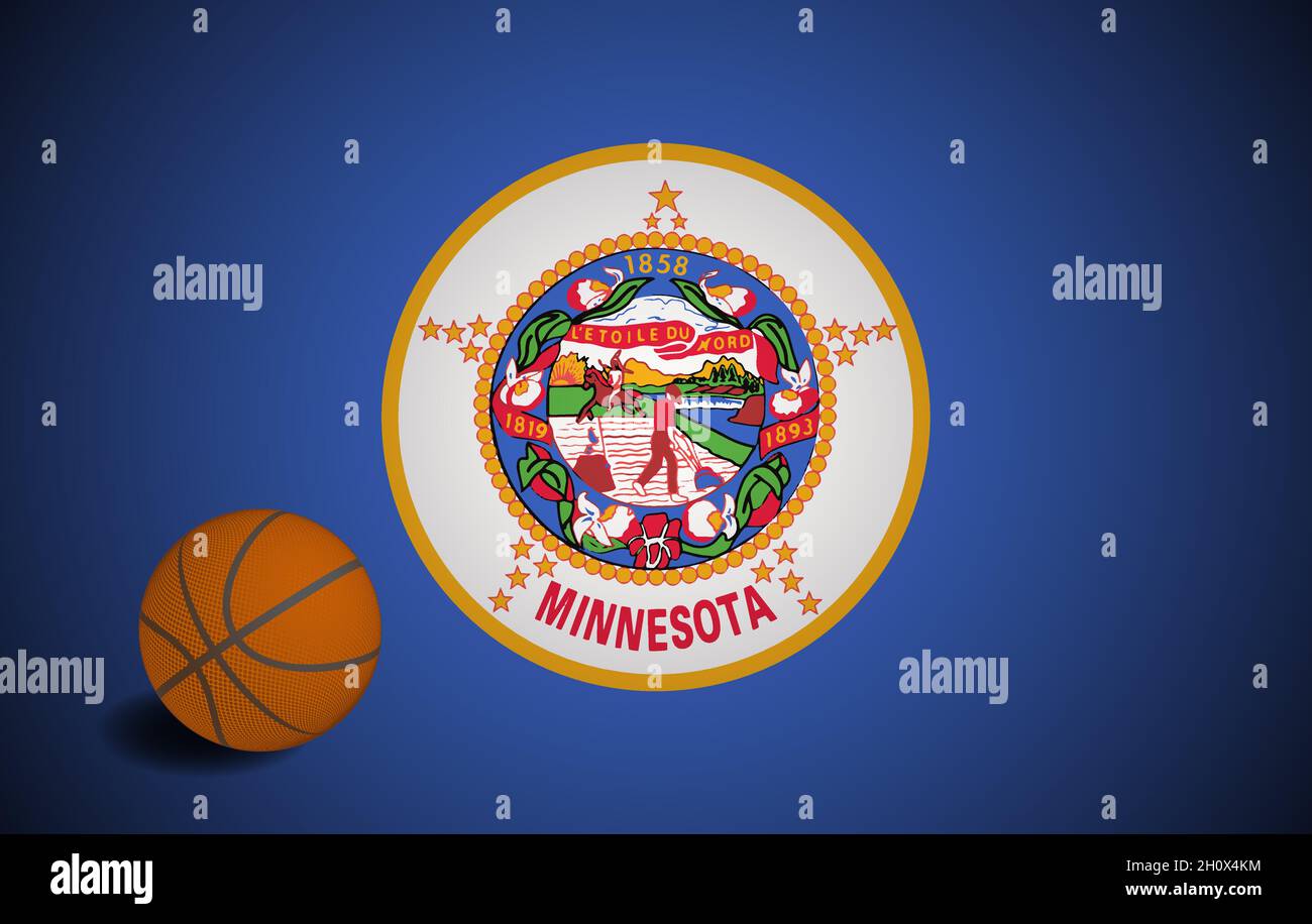 Minnesota flag with realistic basketball ball, vector Stock Vector ...