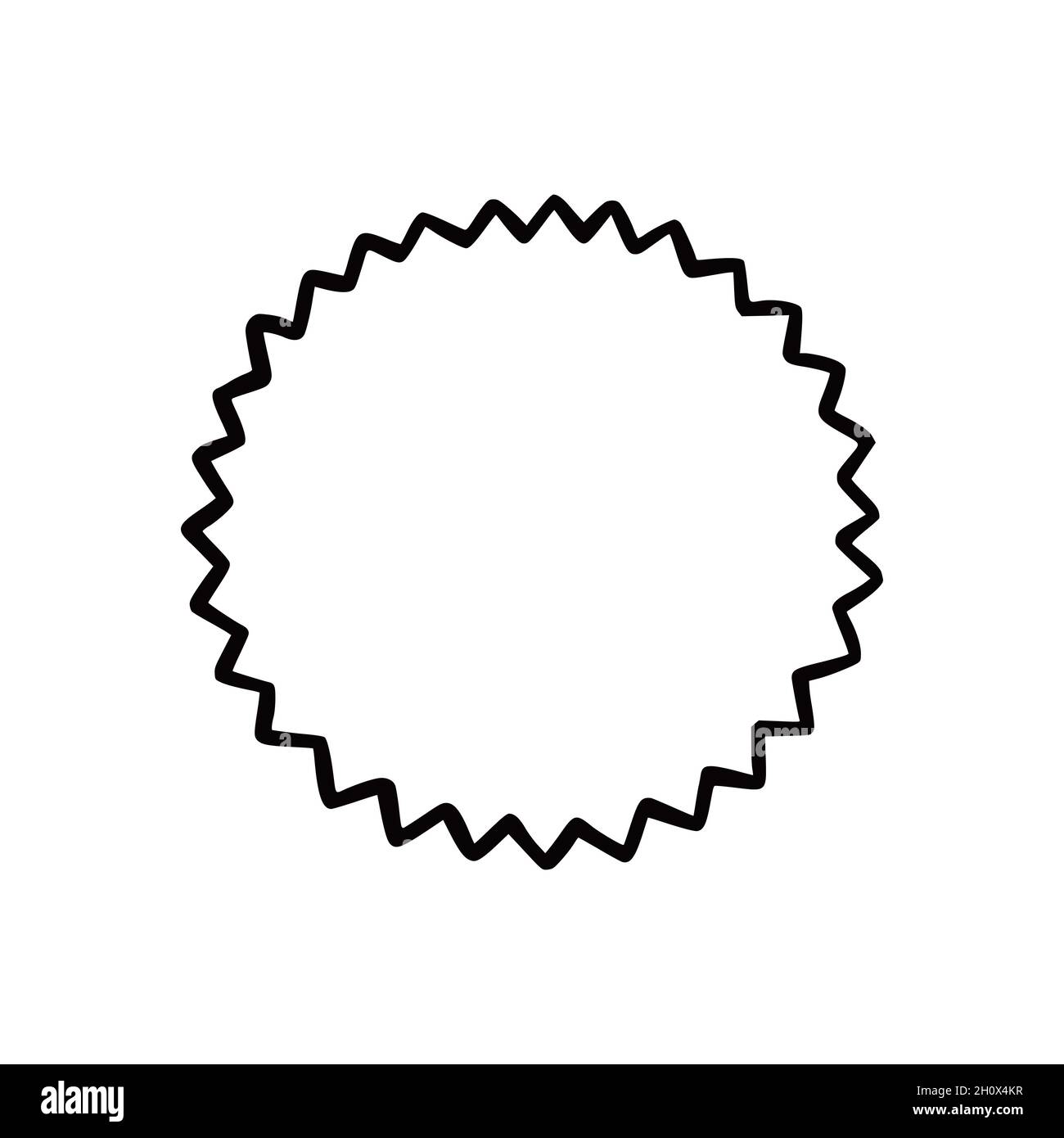 Hand drawn circle zigzag badge. Rustic grunge style circle badge for ...