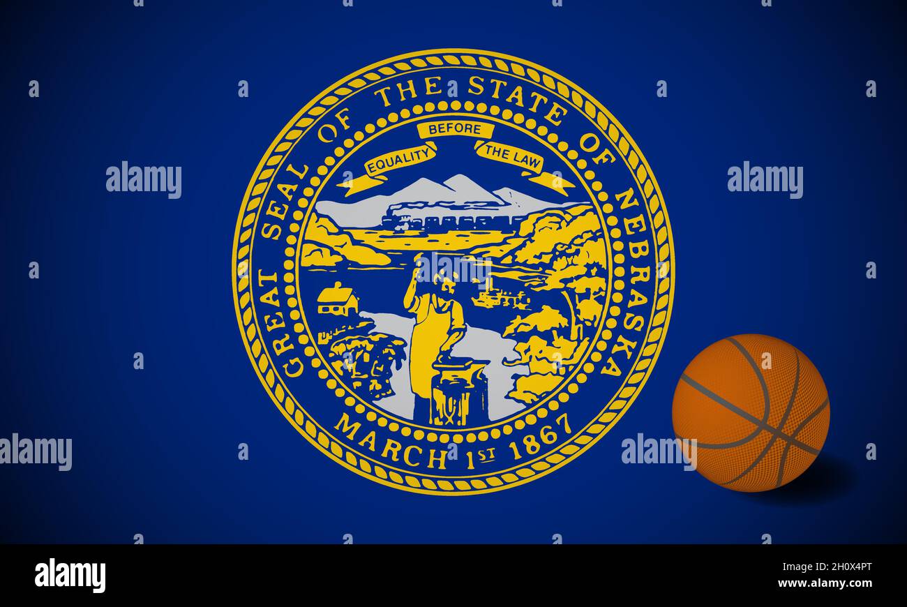Nebraska flag with realistic basketball ball, vector Stock Vector Image ...