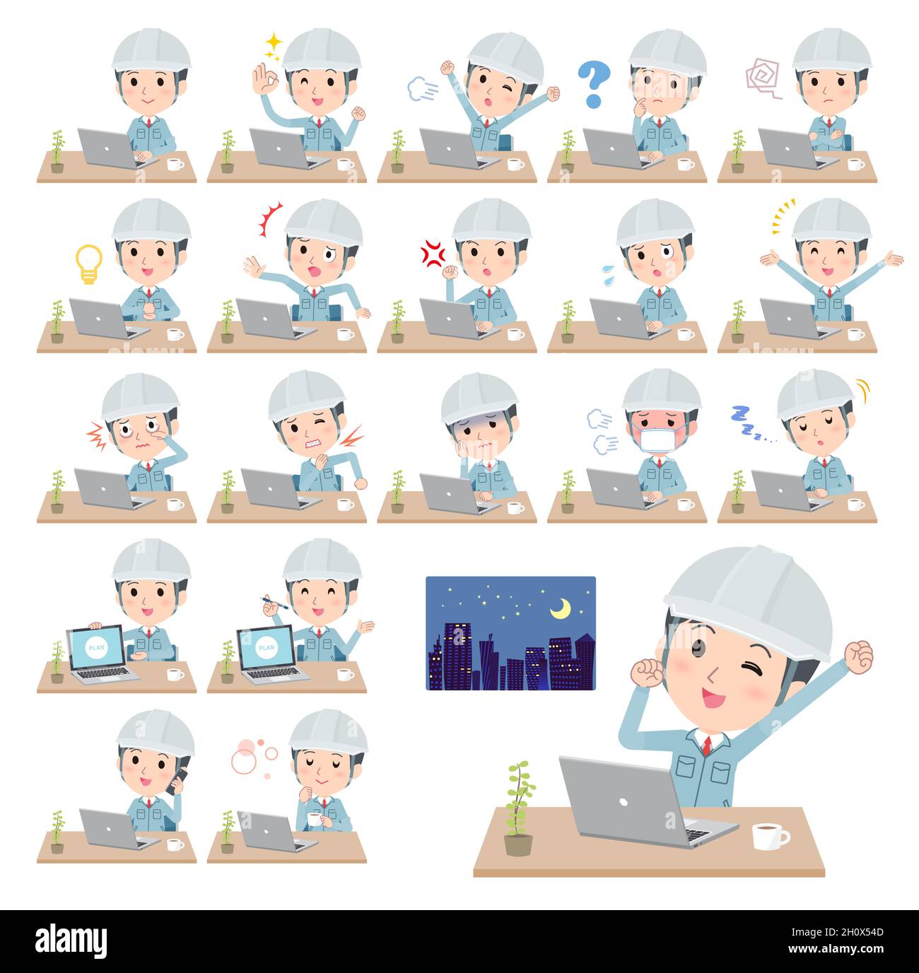 A set of site foreman men on desk work.It's vector art so easy to edit ...